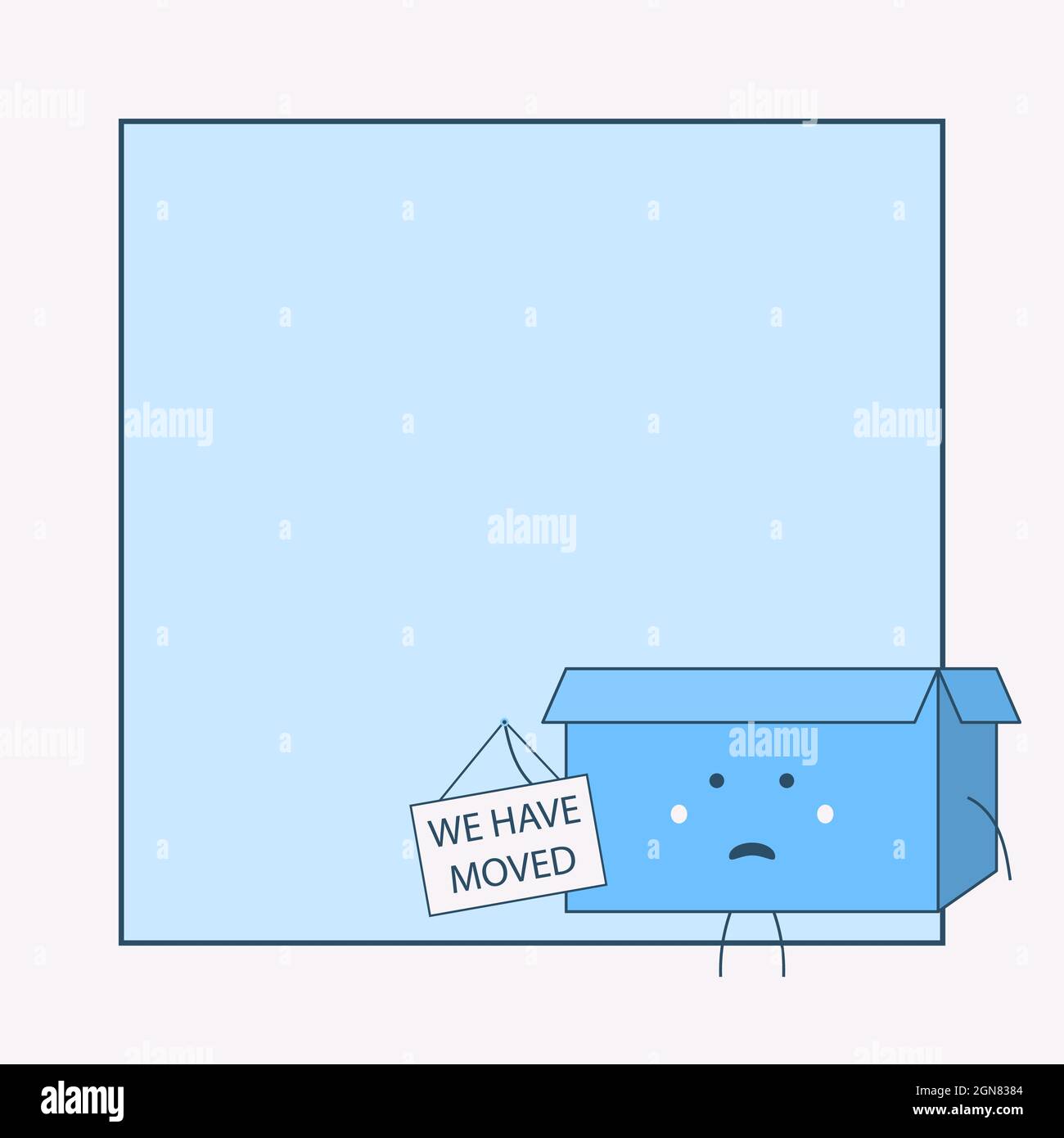 We have moved. Icon with cartoon box Stock Vector Image & Art - Alamy