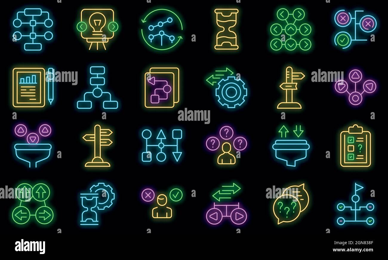 Ambiguity icons set outline vector. Data analysis. Confused business ...