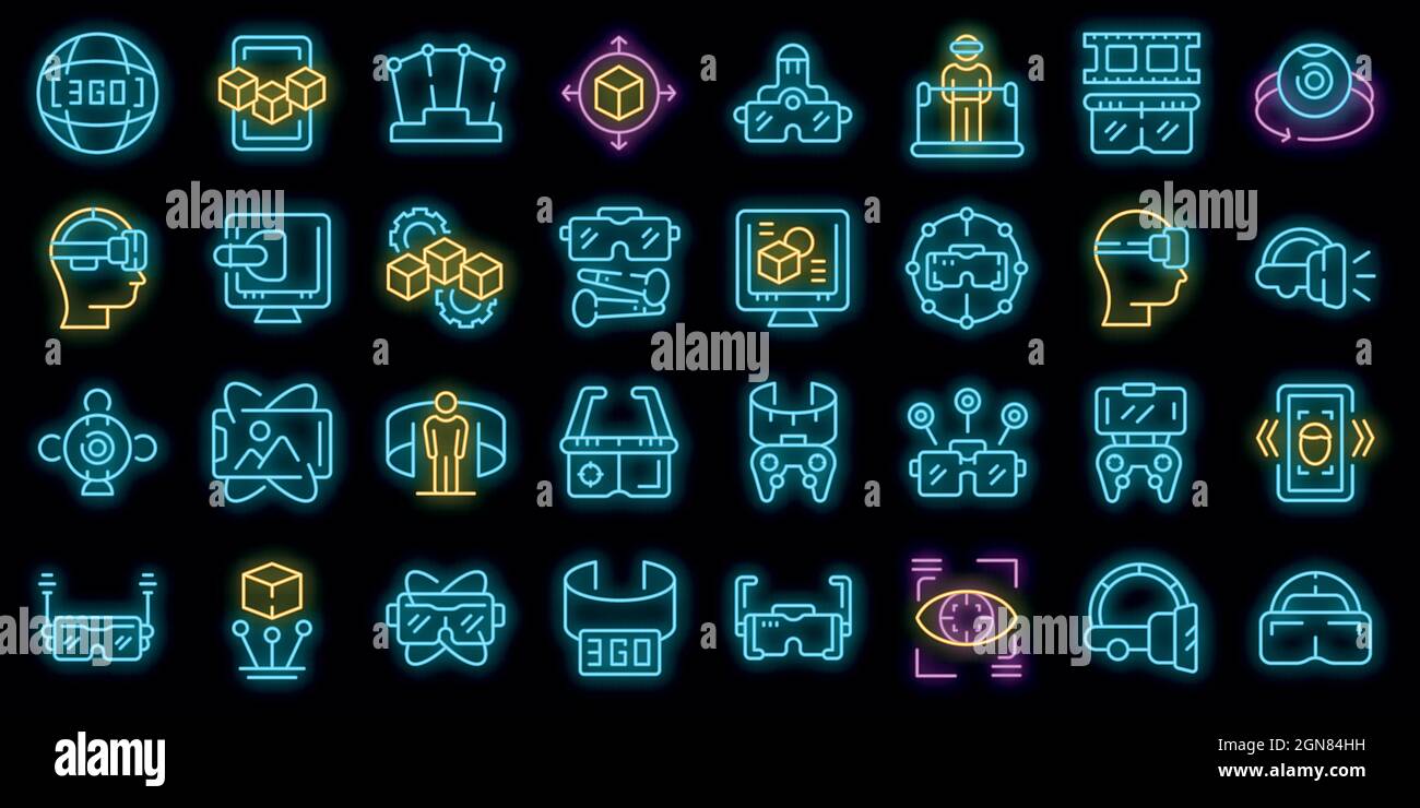 Vr platform icon. Outline vr platform vector icon neon color on black ...