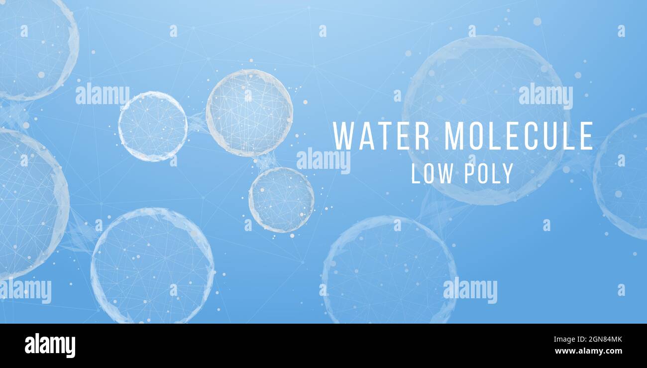 Abstract background with water molecules. Low poly wireframe style ...