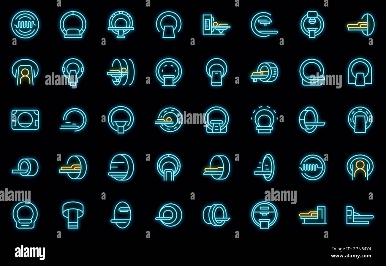 Magnetic resonance tomography icons set outline vector. Medical ct scan ...