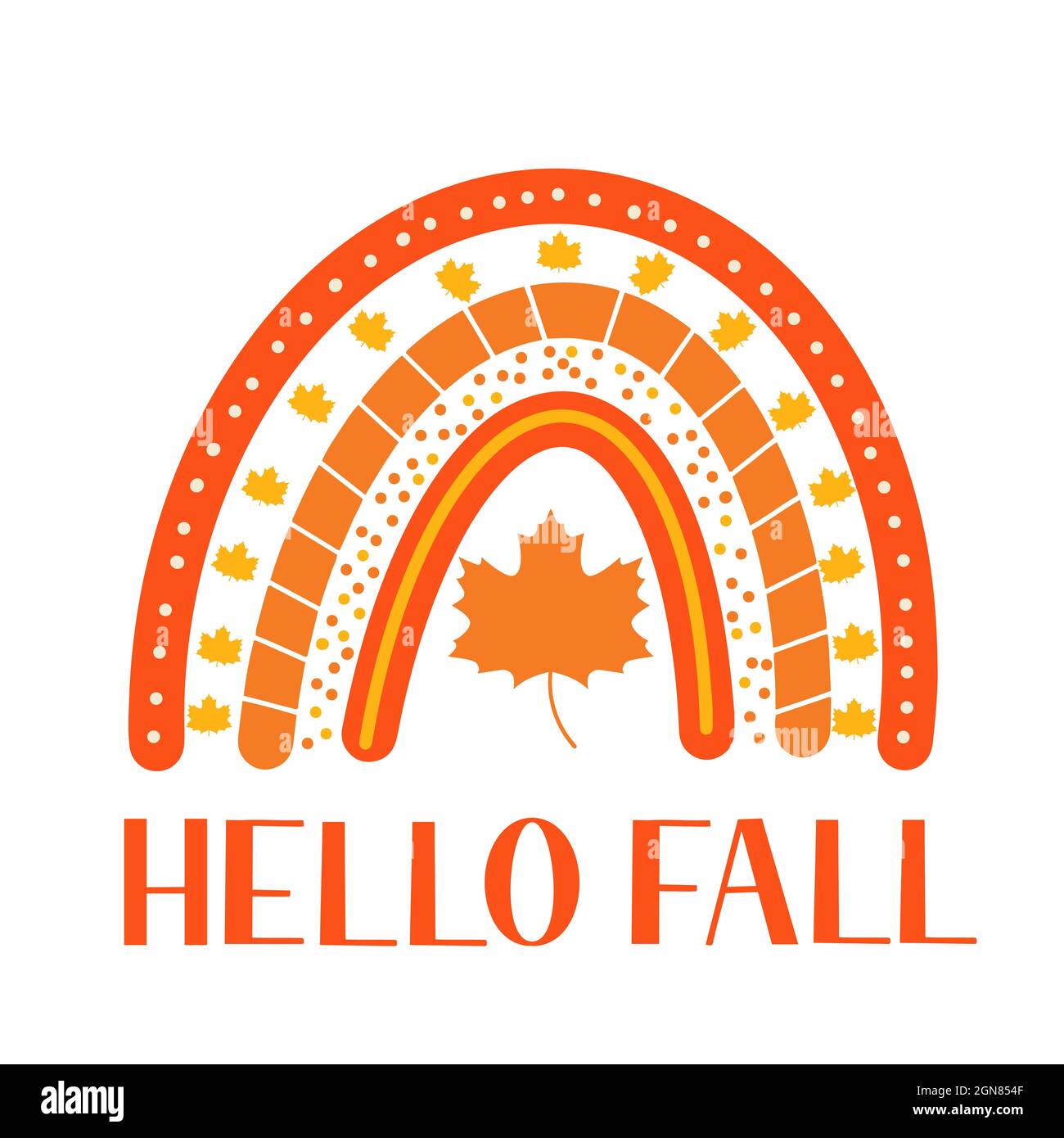 Fall rainbow. Cute Autumn day clipart. Vector template for banner ...