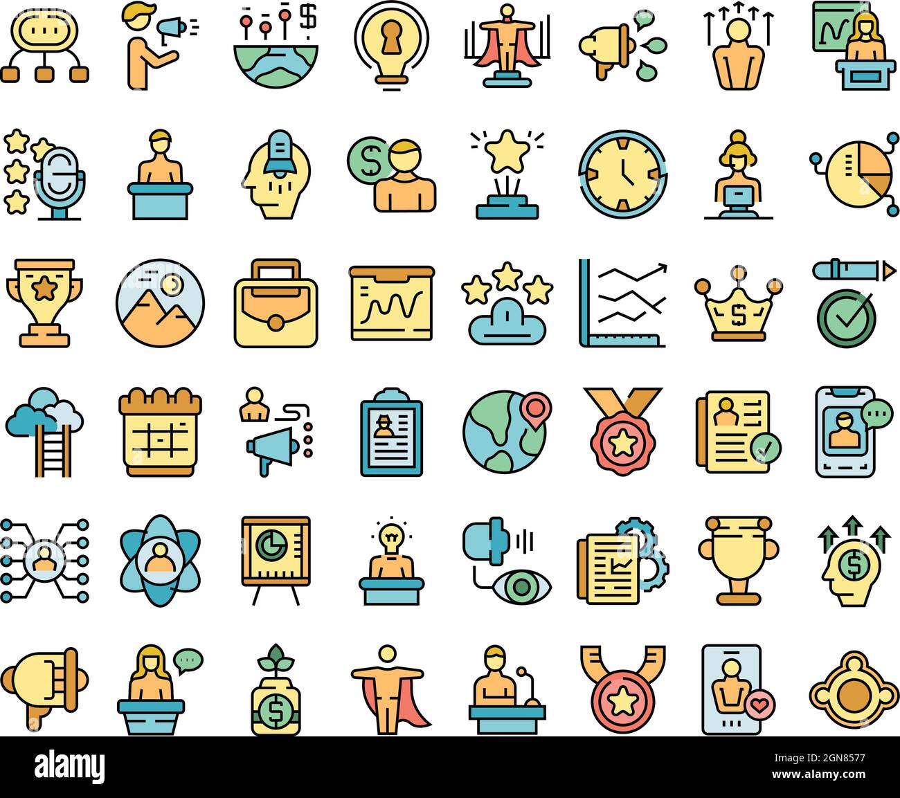 Motivational speaker icons set outline vector. Human discussion ...