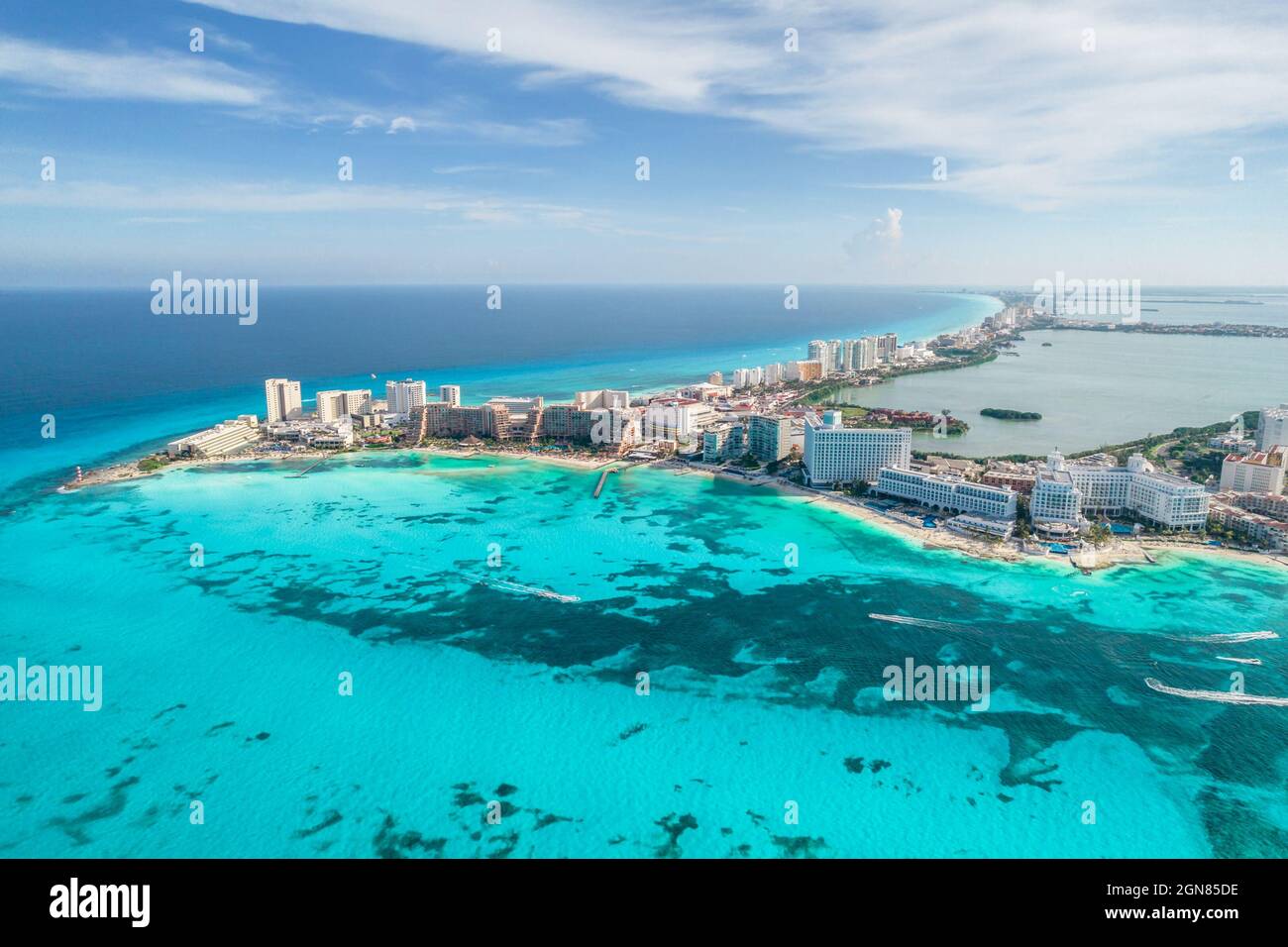 Aerial view of Cancun beach in Mexico. Caribbean coast landscape Stock ...