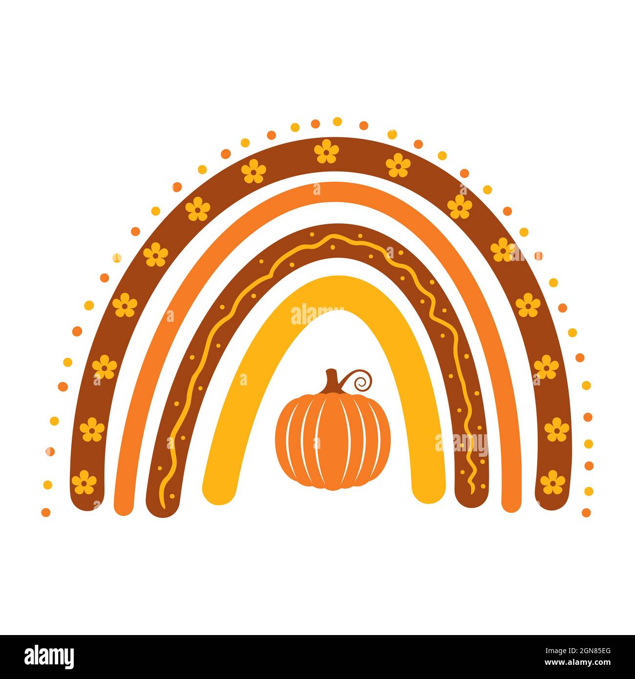 Autumn rainbow. Cute fall or Thanksgiving clipart. Vector template for ...