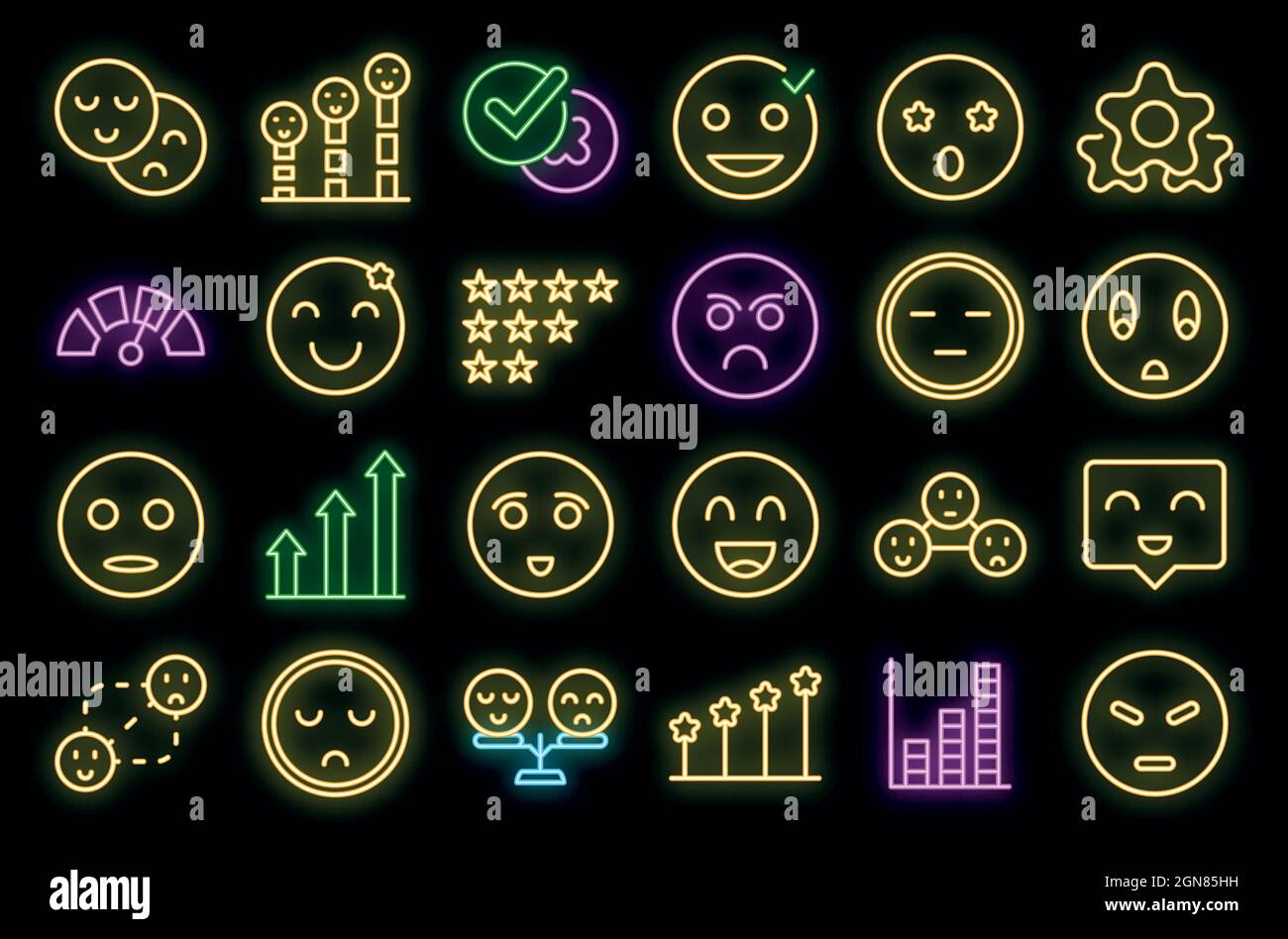 Satisfaction level icons set outline vector. Customer smile. Good face ...