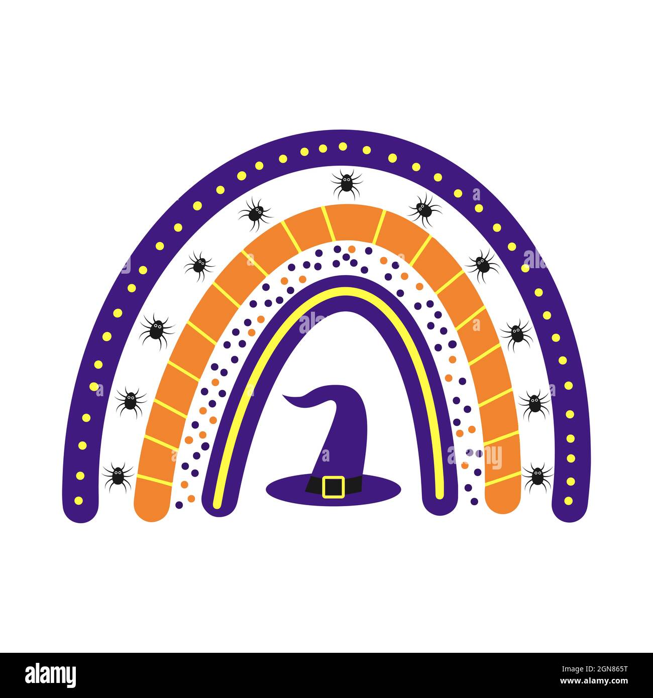 Halloween rainbow. Cute Halloween clipart. Vector template for poster ...
