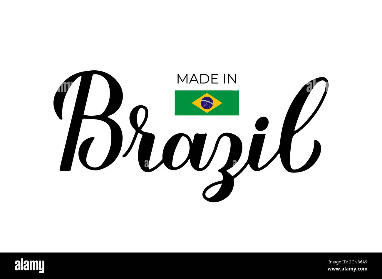Made in Brazil handwritten label. Calligraphy hand lettering. Quality ...