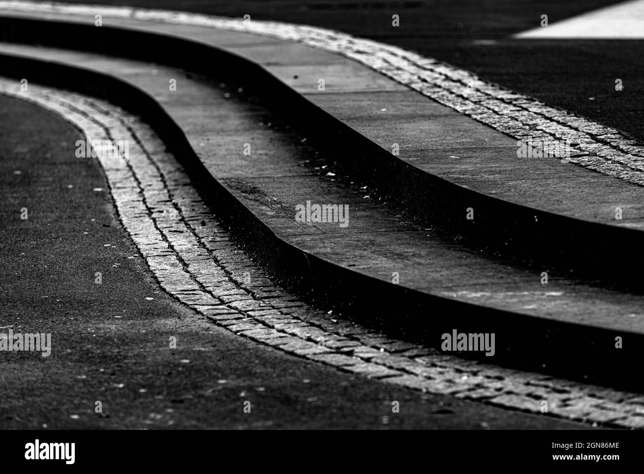 Old brick building sidewalk Black and White Stock Photos & Images - Alamy