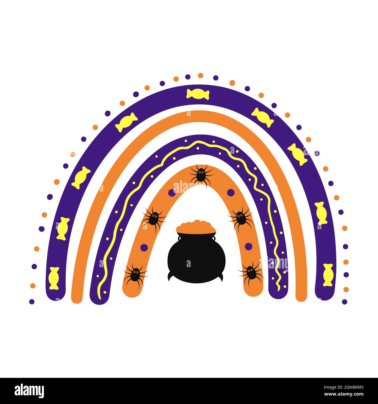 Halloween rainbow. Cute Halloween clipart. Vector template for poster ...
