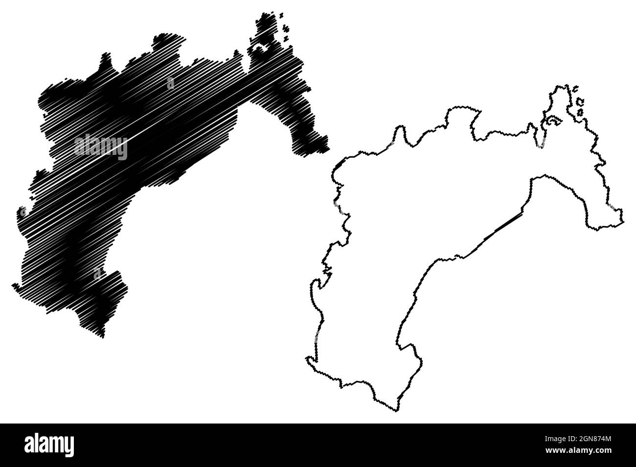 Dausa district (Rajasthan State, Republic of India) map vector ...