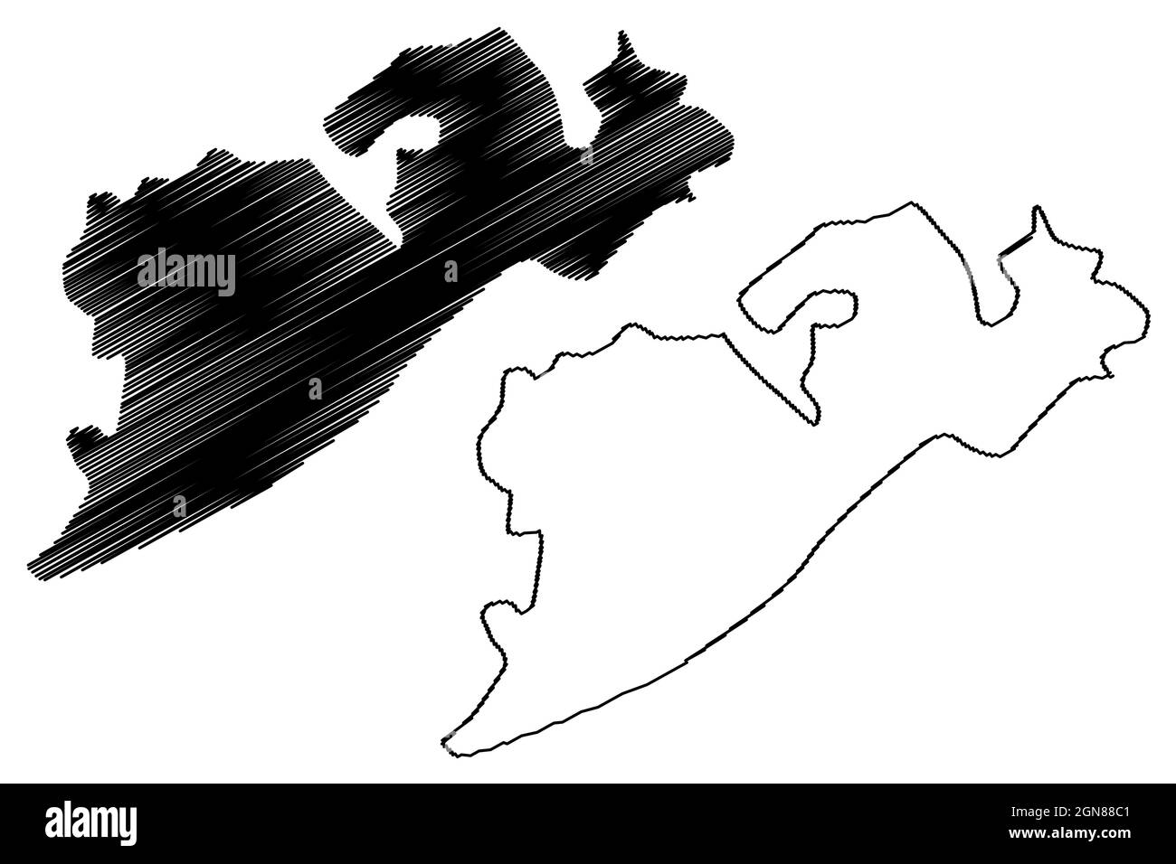 Darrang district (Assam State, Republic of India) map vector ...