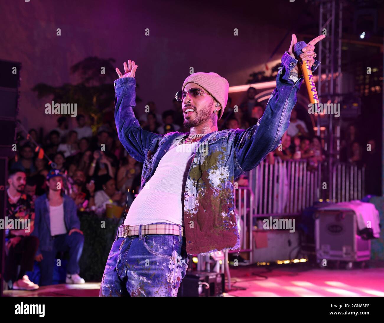 MIAMI, FL - SEPTEMBER 21: Recording artist Rauw Alejandro is seen ...