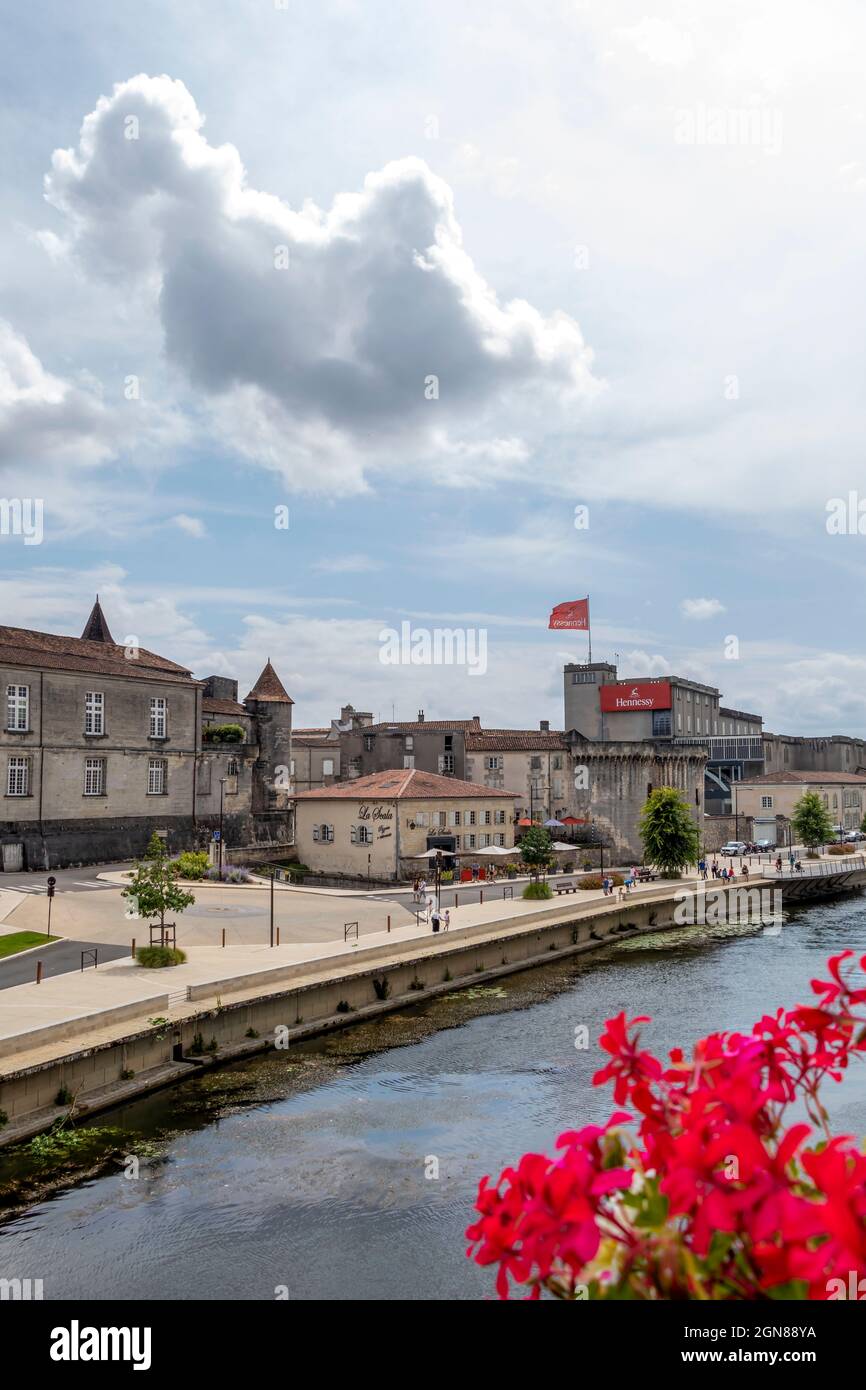 Cognac, France - July, 2021 : The Old Town of Cognac built on the river ...