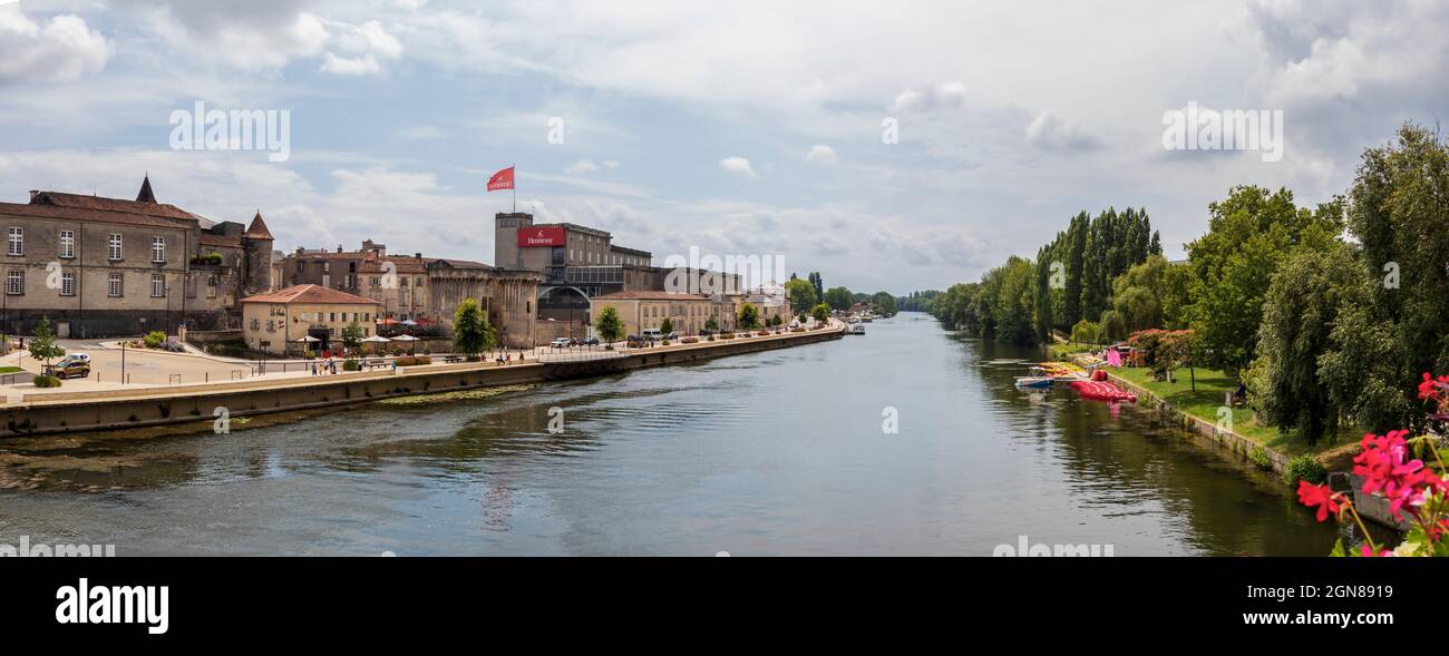 Cognac, France - July, 2021 : The Old Town of Cognac built on the river ...