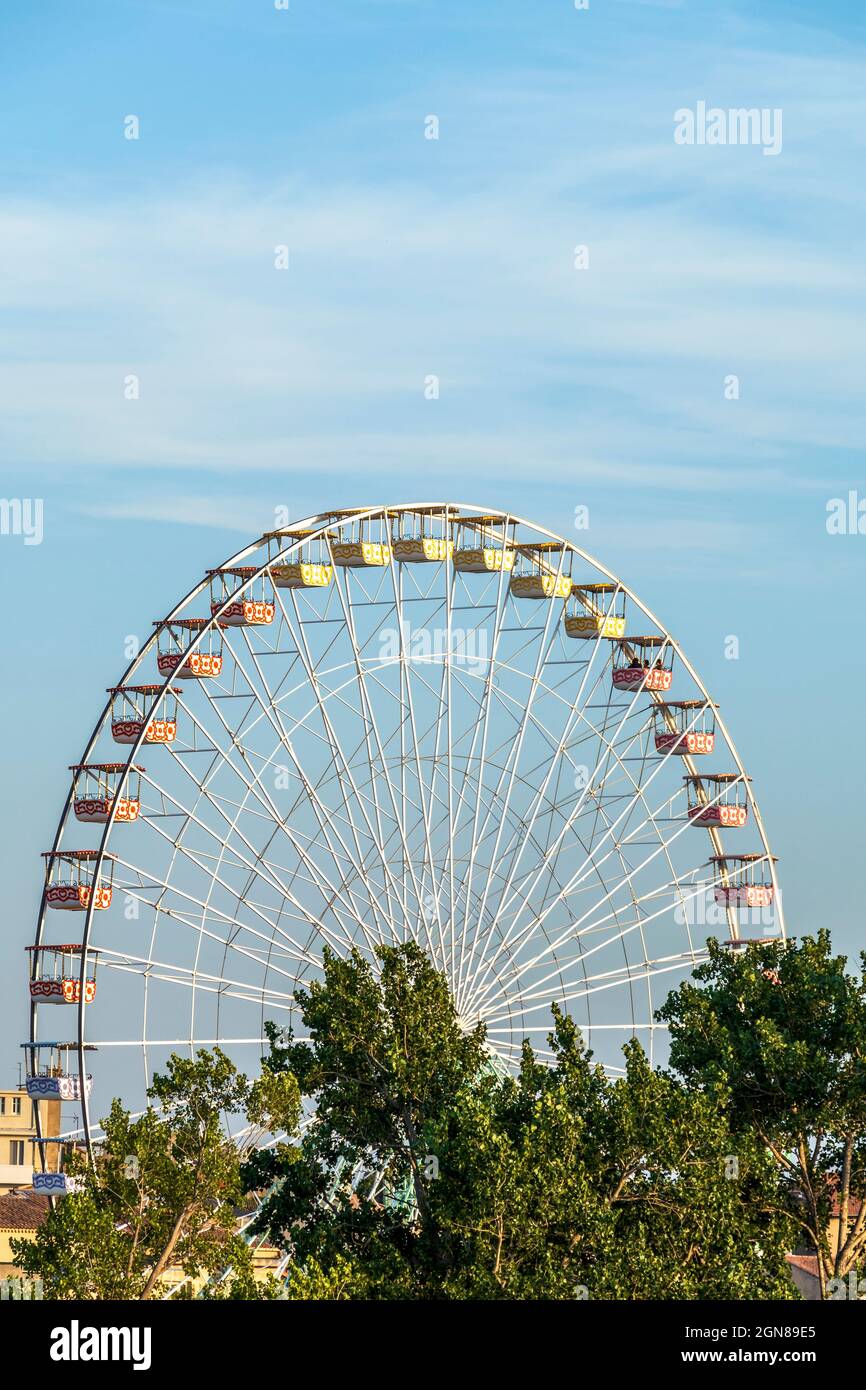 Ferris wheel for panoramic observation of the city celebration in the ...