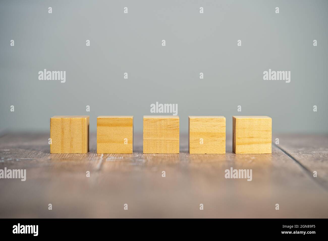 Five Horizontal Blank wooden square cubes single layer mock up with a ...
