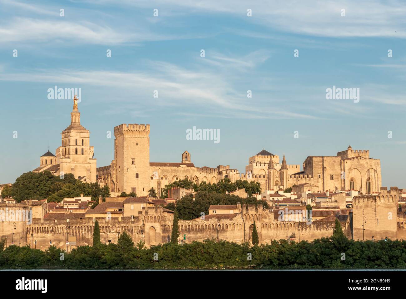 Panoramic view on the Avignon medieval city with historical walls and ...