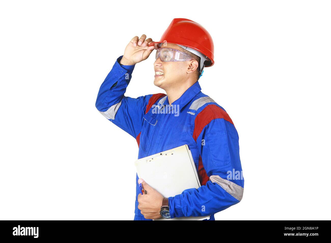 Mechanical holding notepad with isolated white background Stock Photo ...