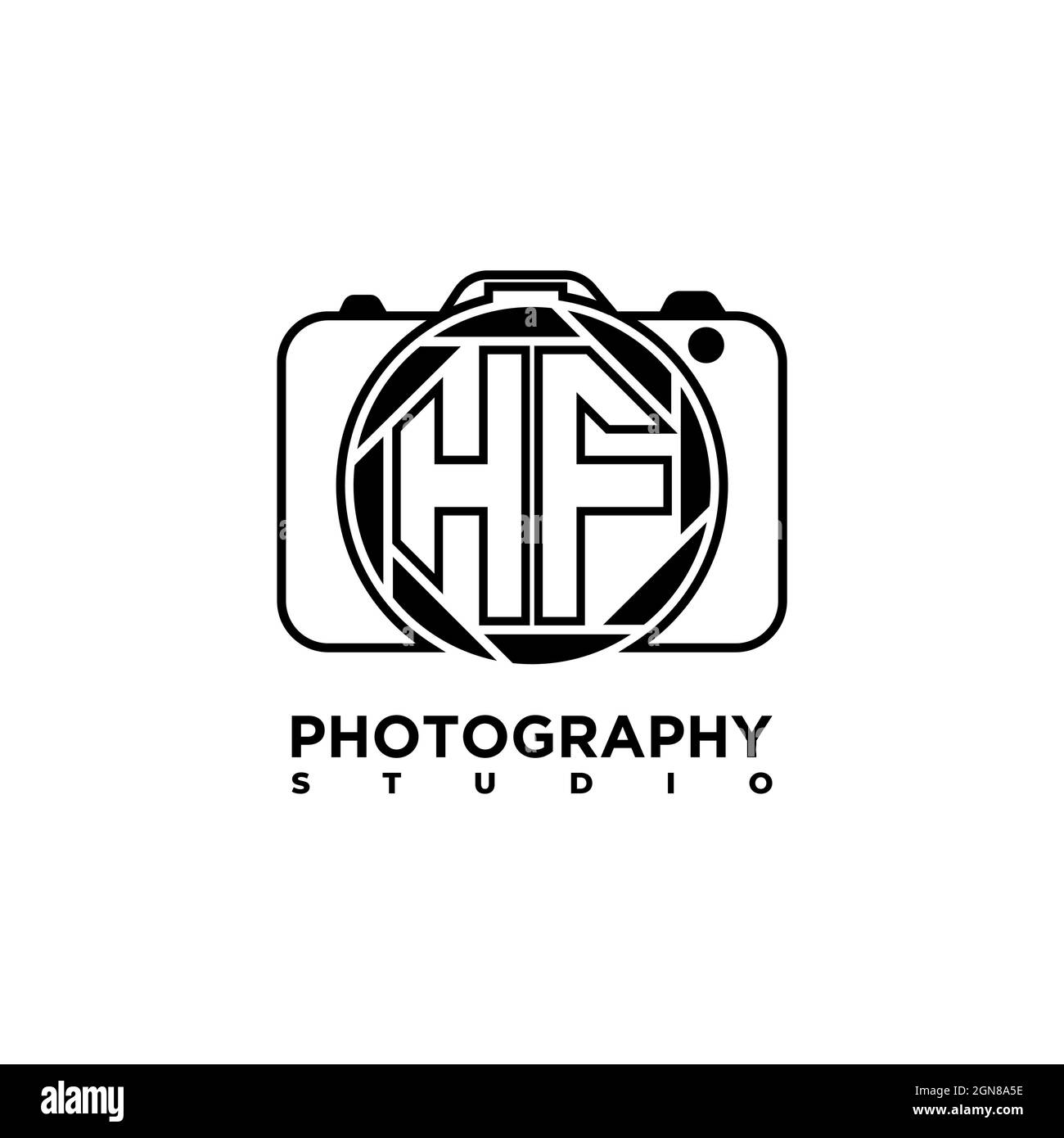 HF Logo letter Geometric Photograph Camera shape style template vector ...
