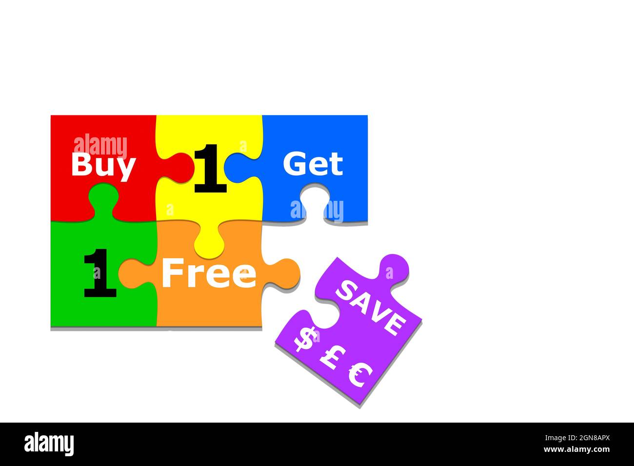 Jigsaw puzzle solutions advertising buy one and get one free with white ...