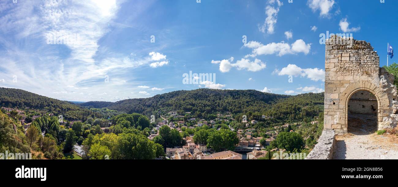 Ruins of the castle of the Bishop of Cavaillon in Fontaine-de-Vaucluse ...
