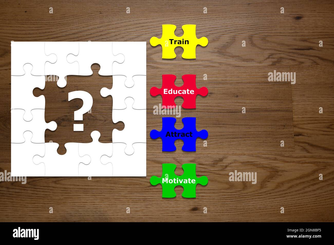 jigsaw puzzle illustration of business strategy to attract and retain ...
