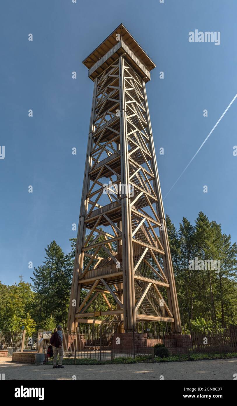 New wooden observation tower Goetheturm Frankfurt, Germany Stock Photo ...