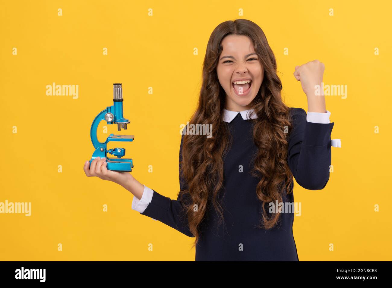 successful research education. scientist kid with scope. harness ...