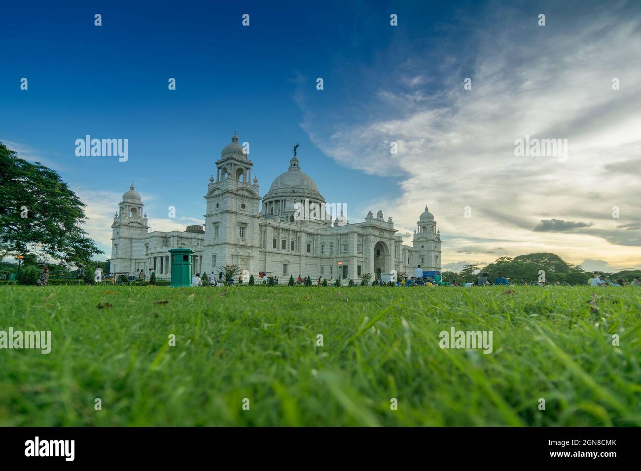 Sunset at Victoria Memorial, Kolkata , Calcutta, West Bengal, India . A ...
