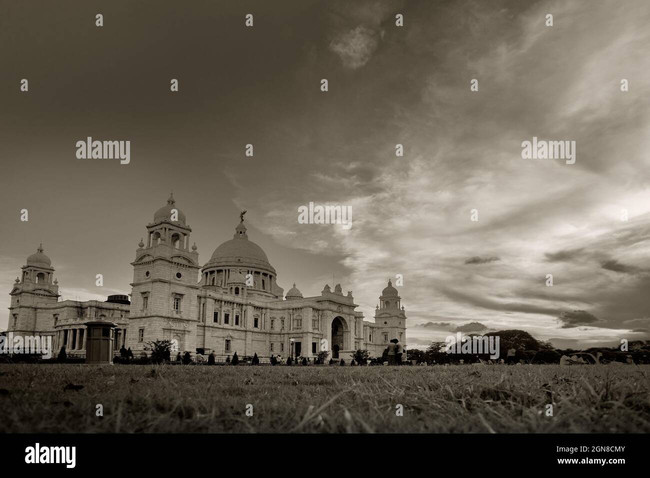 Sunset at Victoria Memorial, Kolkata , Calcutta, West Bengal, India . A ...