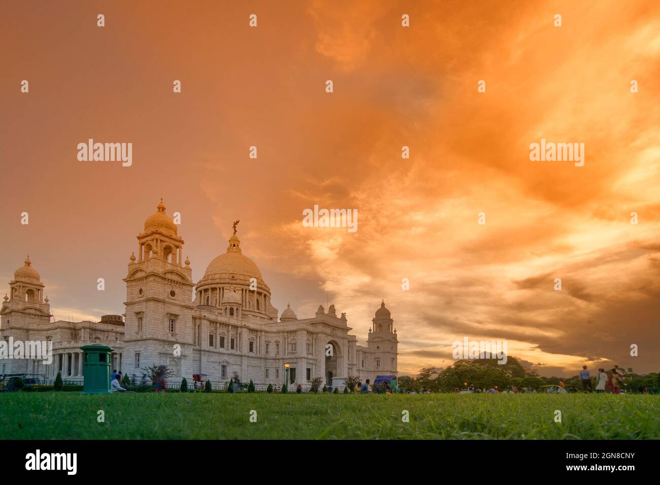 Sunset at Victoria Memorial, Kolkata , Calcutta, West Bengal, India . A ...