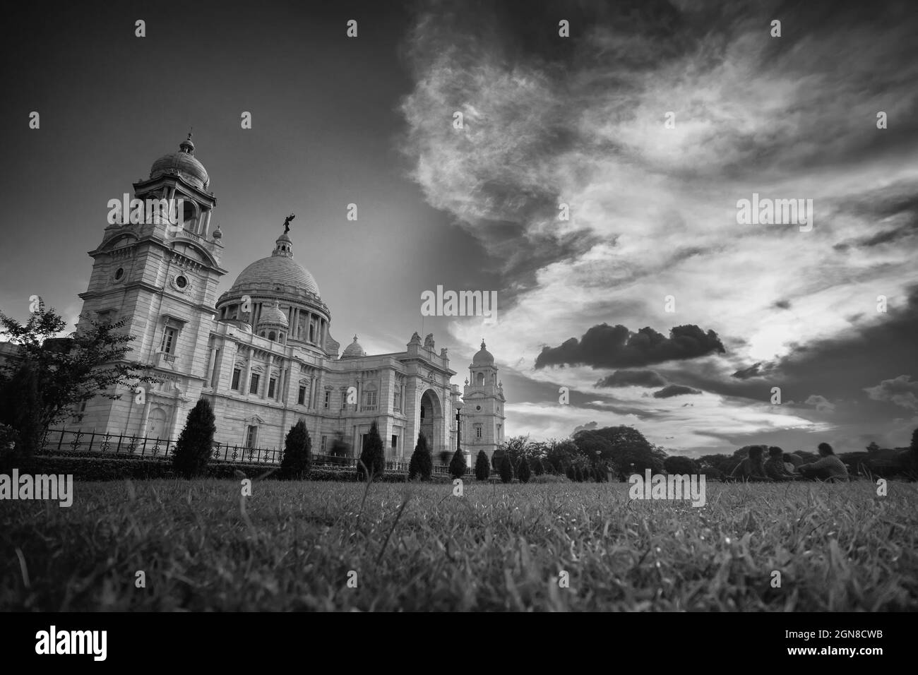 Sunset at Victoria Memorial, Kolkata , Calcutta, West Bengal, India . A ...