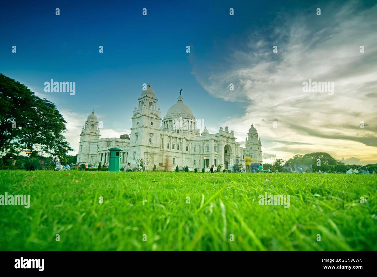 Sunset at Victoria Memorial, Kolkata , Calcutta, West Bengal, India . A ...