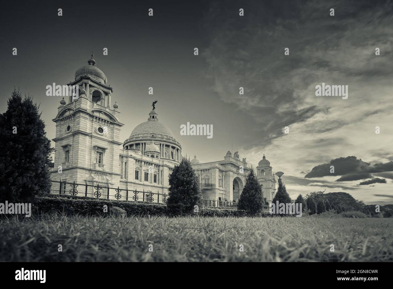 Sunset at Victoria Memorial, Kolkata , Calcutta, West Bengal, India . A ...