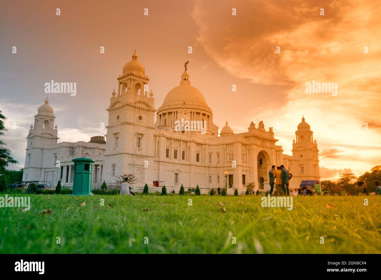 Sunset at Victoria Memorial, Kolkata , Calcutta, West Bengal, India . A ...