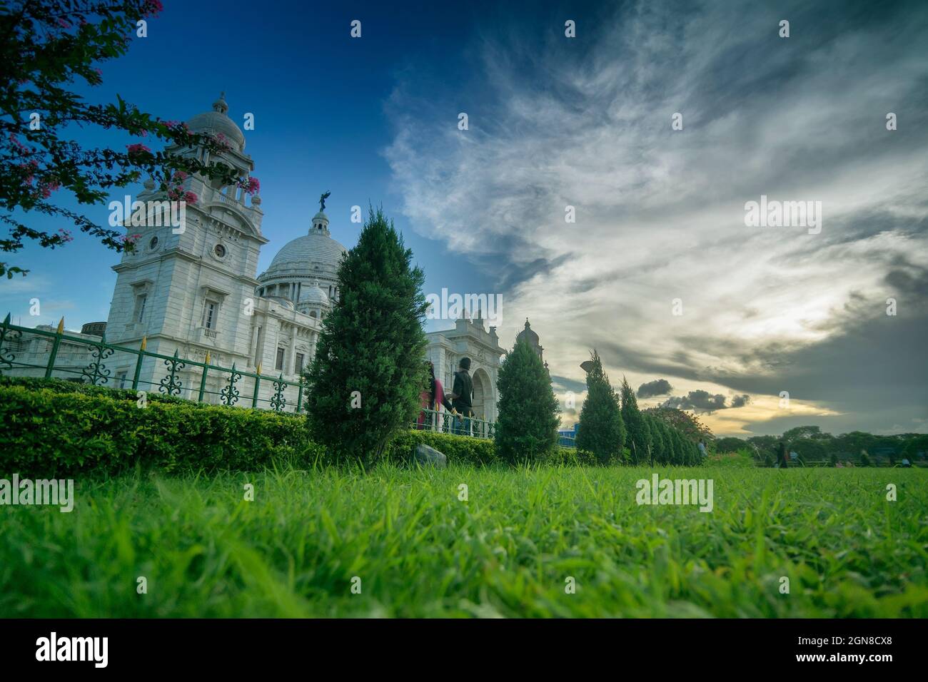 Sunset at Victoria Memorial, Kolkata , Calcutta, West Bengal, India . A ...