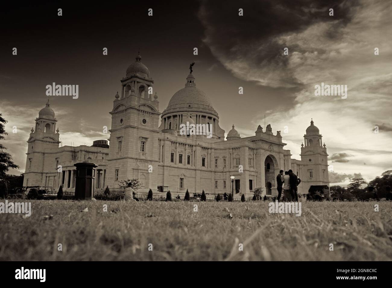 Sunset at Victoria Memorial, Kolkata , Calcutta, West Bengal, India . A ...