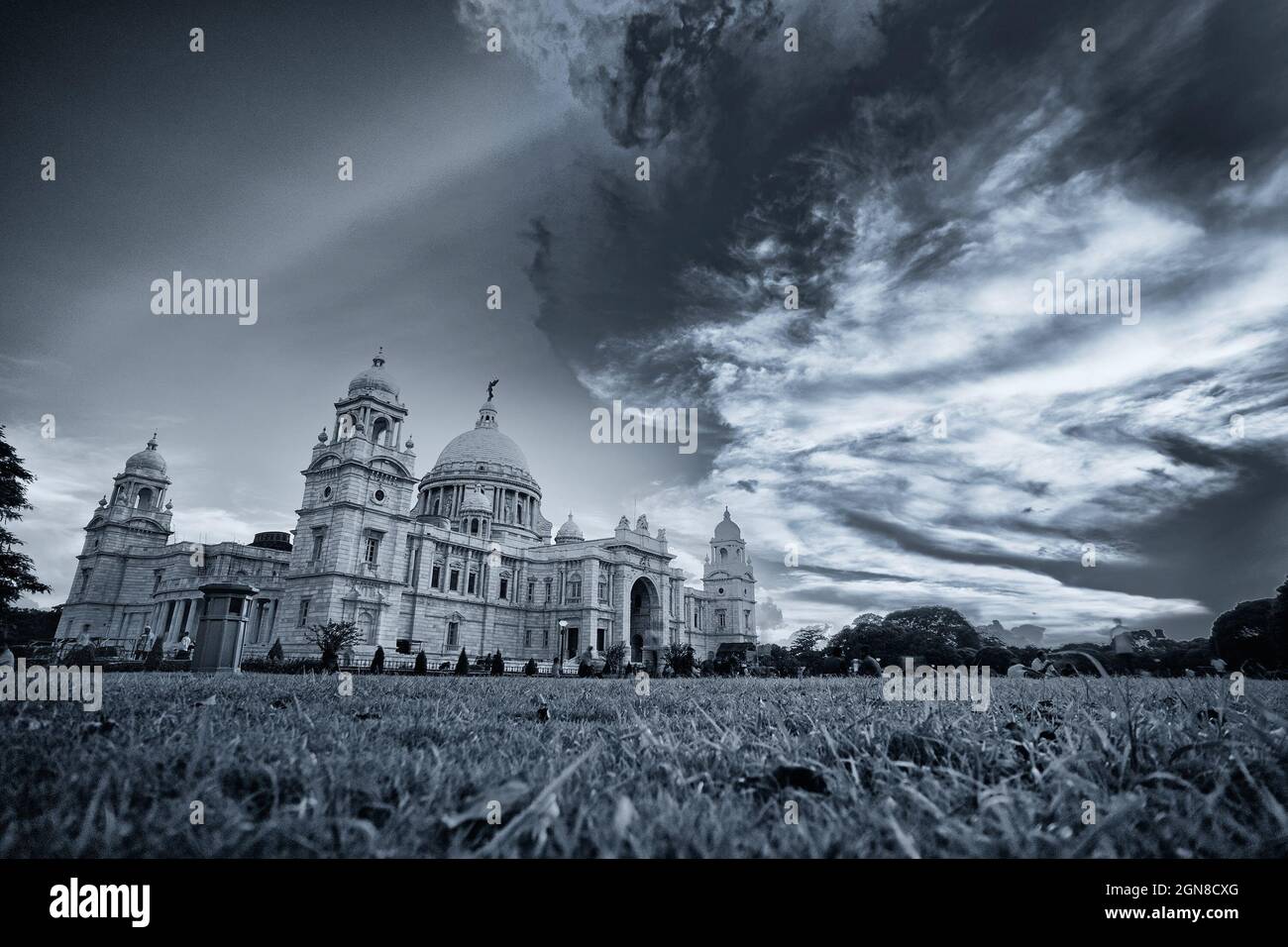 Sunset at Victoria Memorial, Kolkata , Calcutta, West Bengal, India . A ...