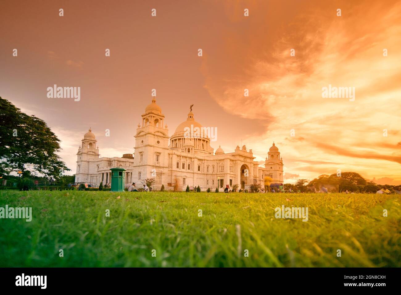 Sunset at Victoria Memorial, Kolkata , Calcutta, West Bengal, India . A ...