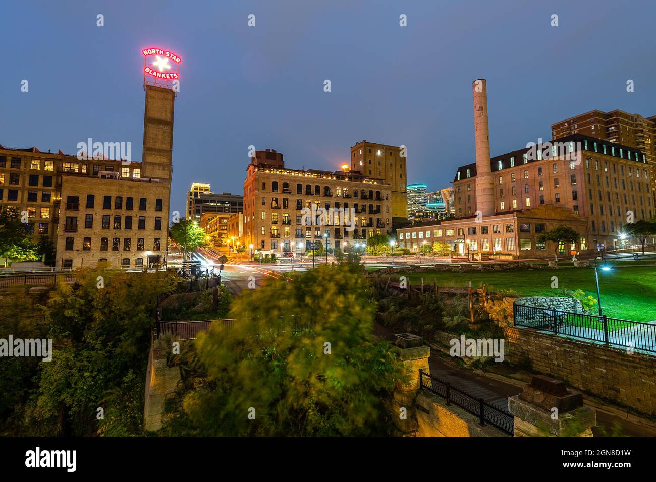 Mill Ruins Park Night Stock Photo - Alamy
