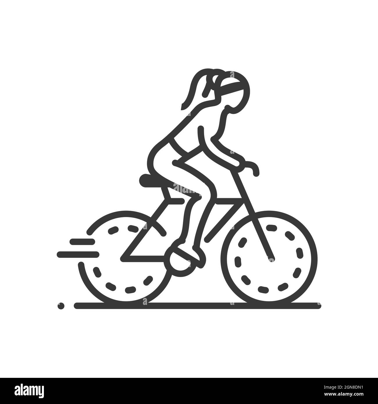 Cycling - vector line design single isolated icon on white background ...