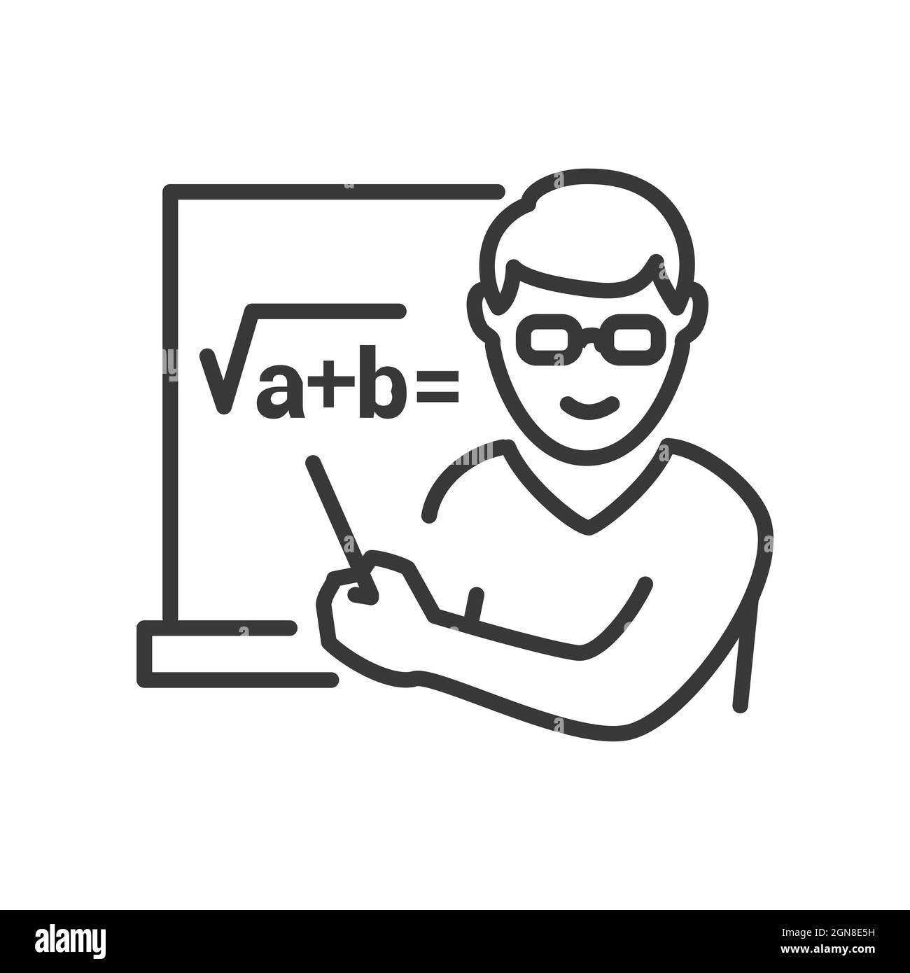 Maths teacher - line design single isolated icon on white background ...