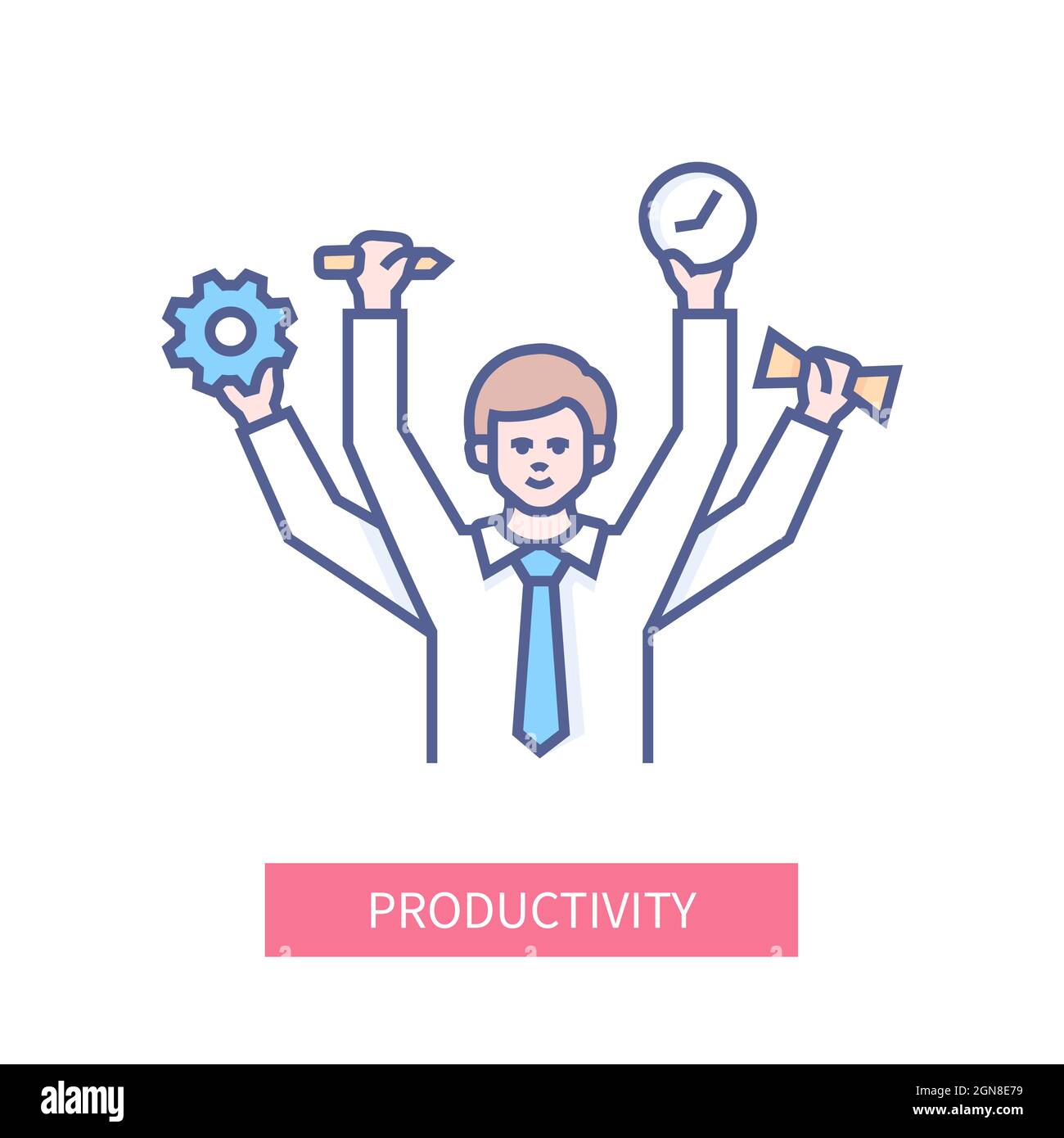 Productivity - modern colorful line design style icon on white ...
