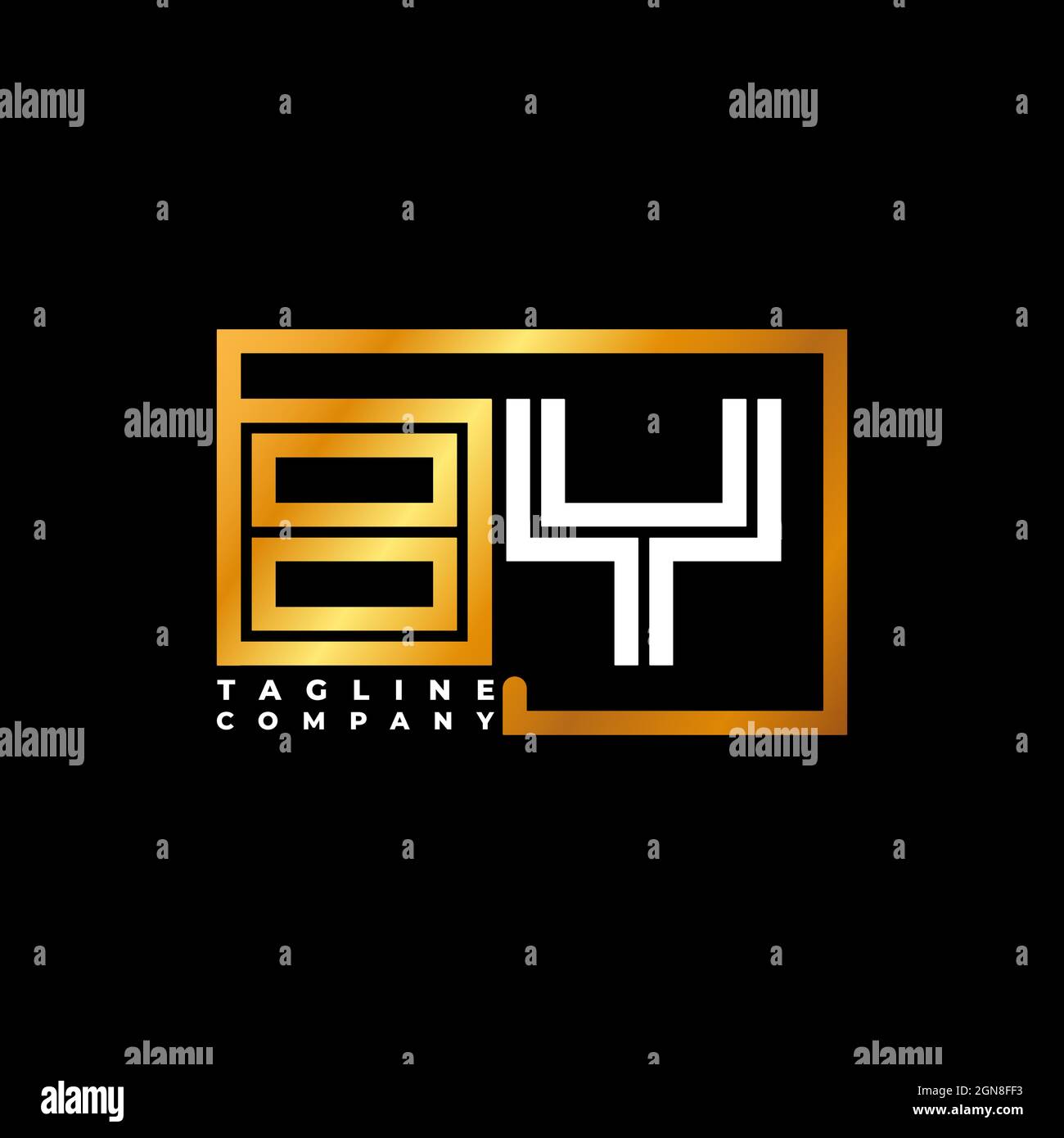 BY Logo letter monogram shape line golden vector template. Business ...