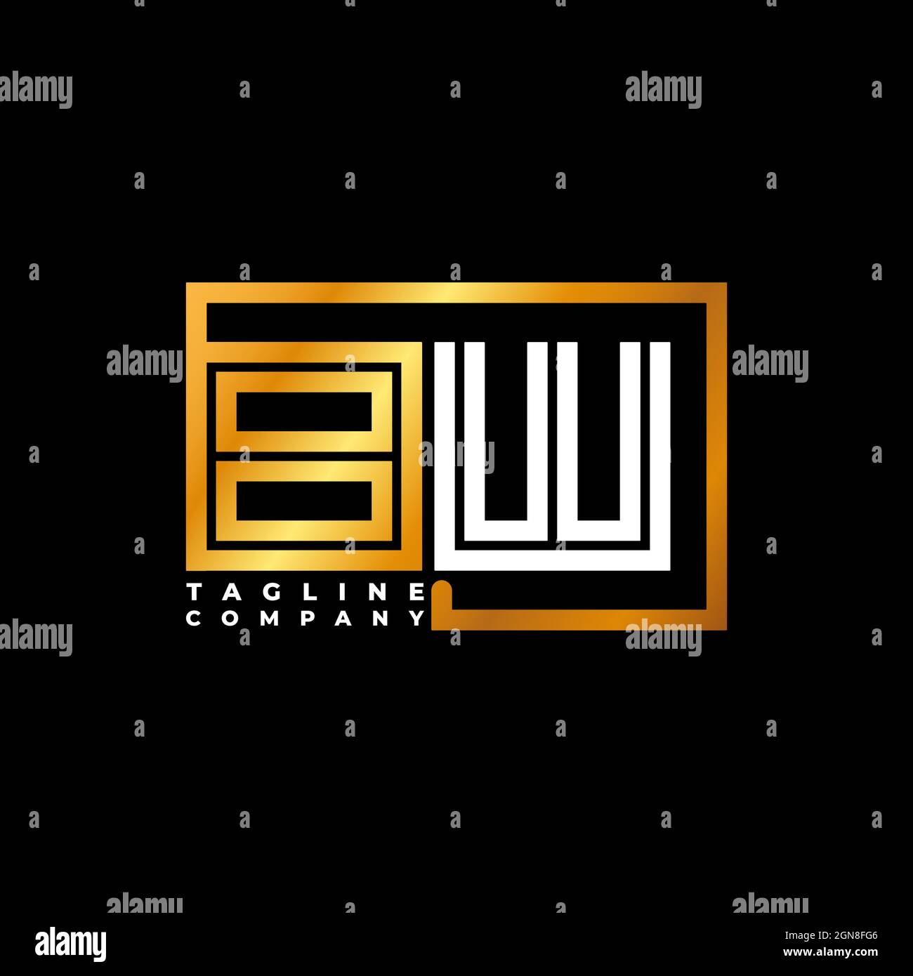 BW Logo letter monogram shape line golden vector template. Business ...