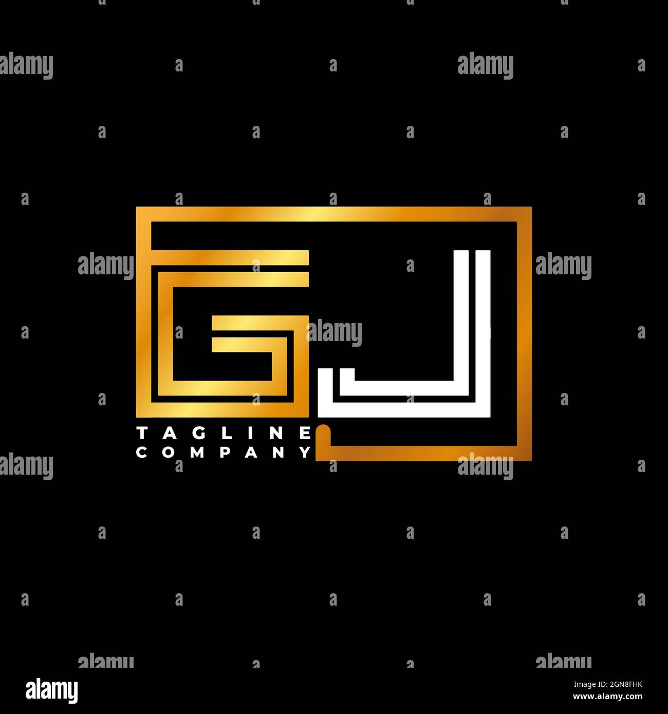 GJ Logo letter monogram shape line golden vector template. Business ...