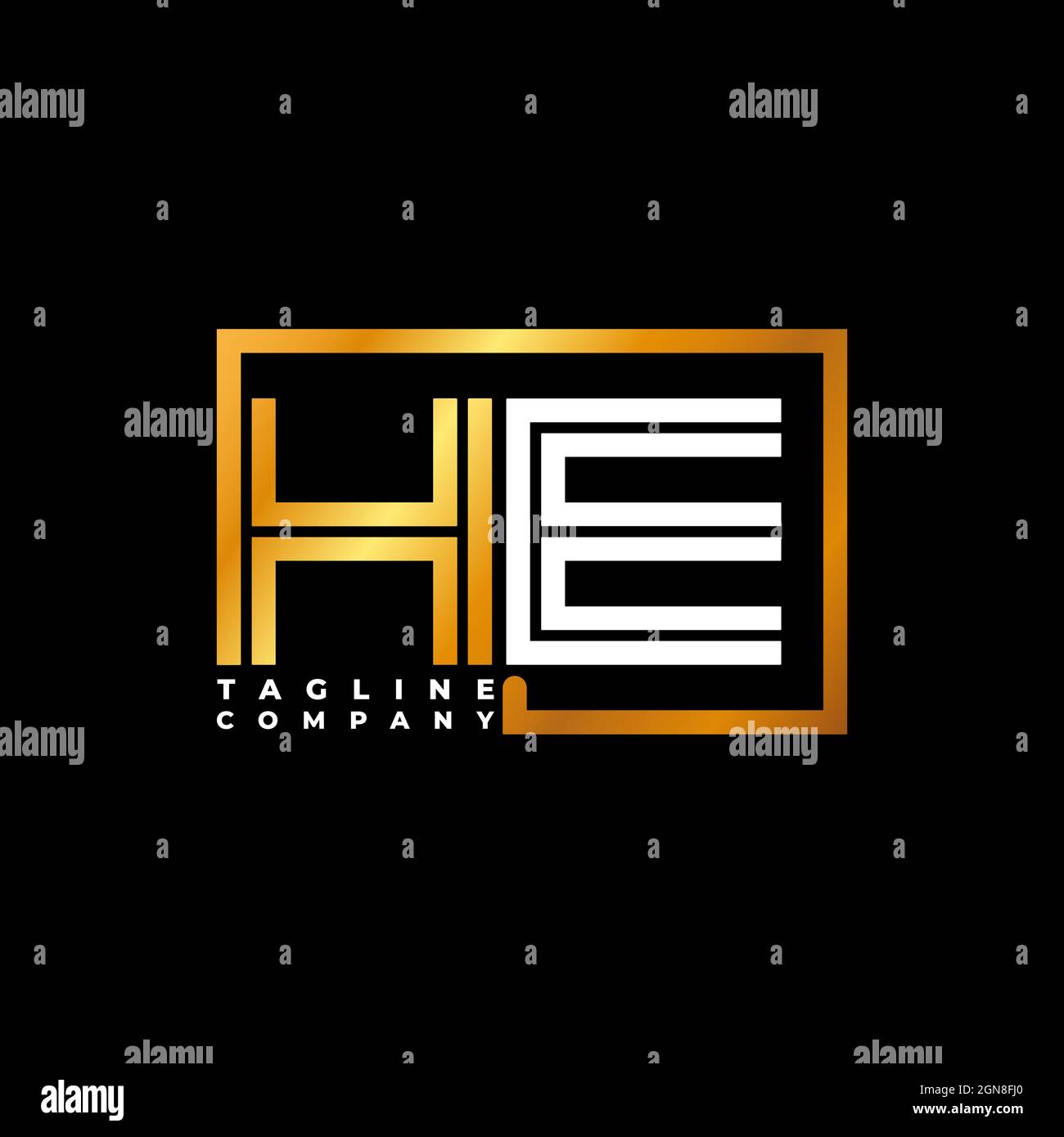 HE Logo letter monogram shape line golden vector template. Business ...