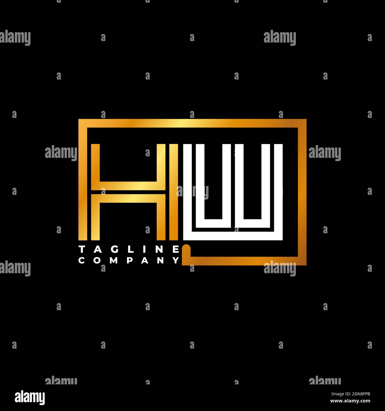 HW Logo letter monogram shape line golden vector template. Business ...