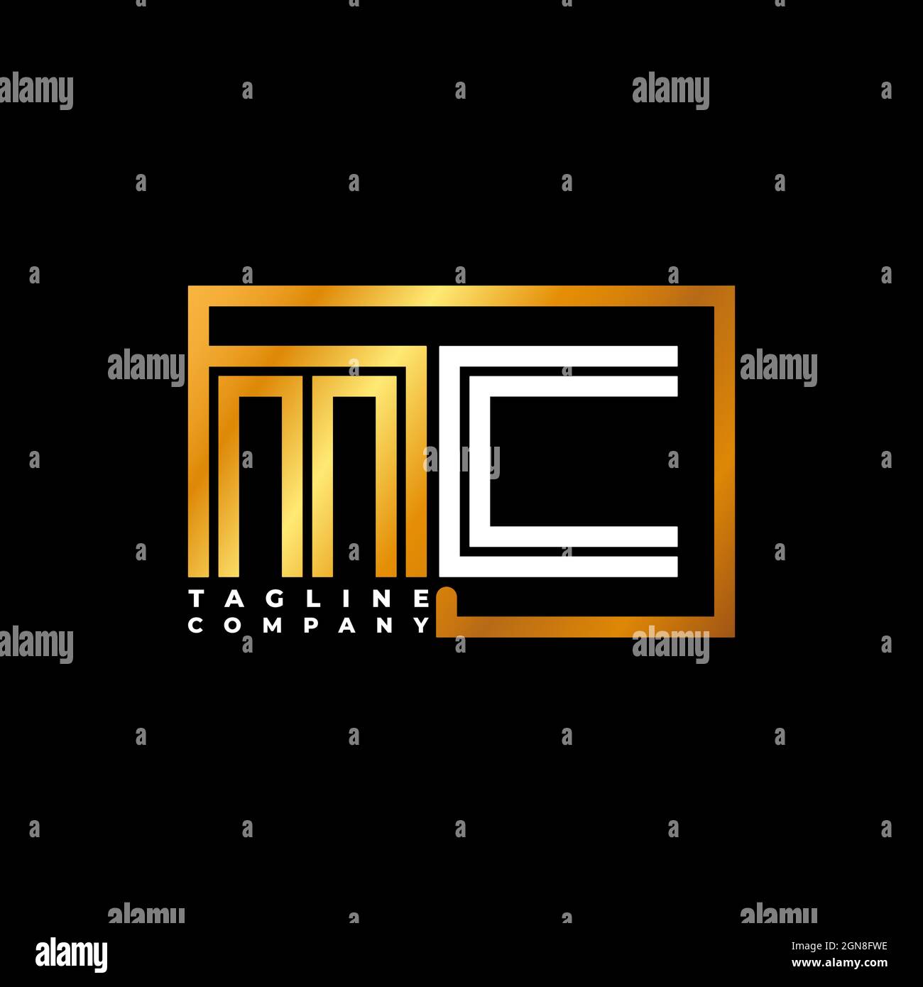 MC Logo letter monogram shape line golden vector template. Business ...